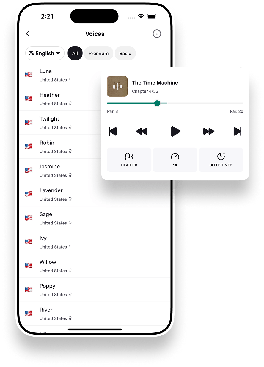AvidReader: Beautiful E-Reader with realistic voiceover